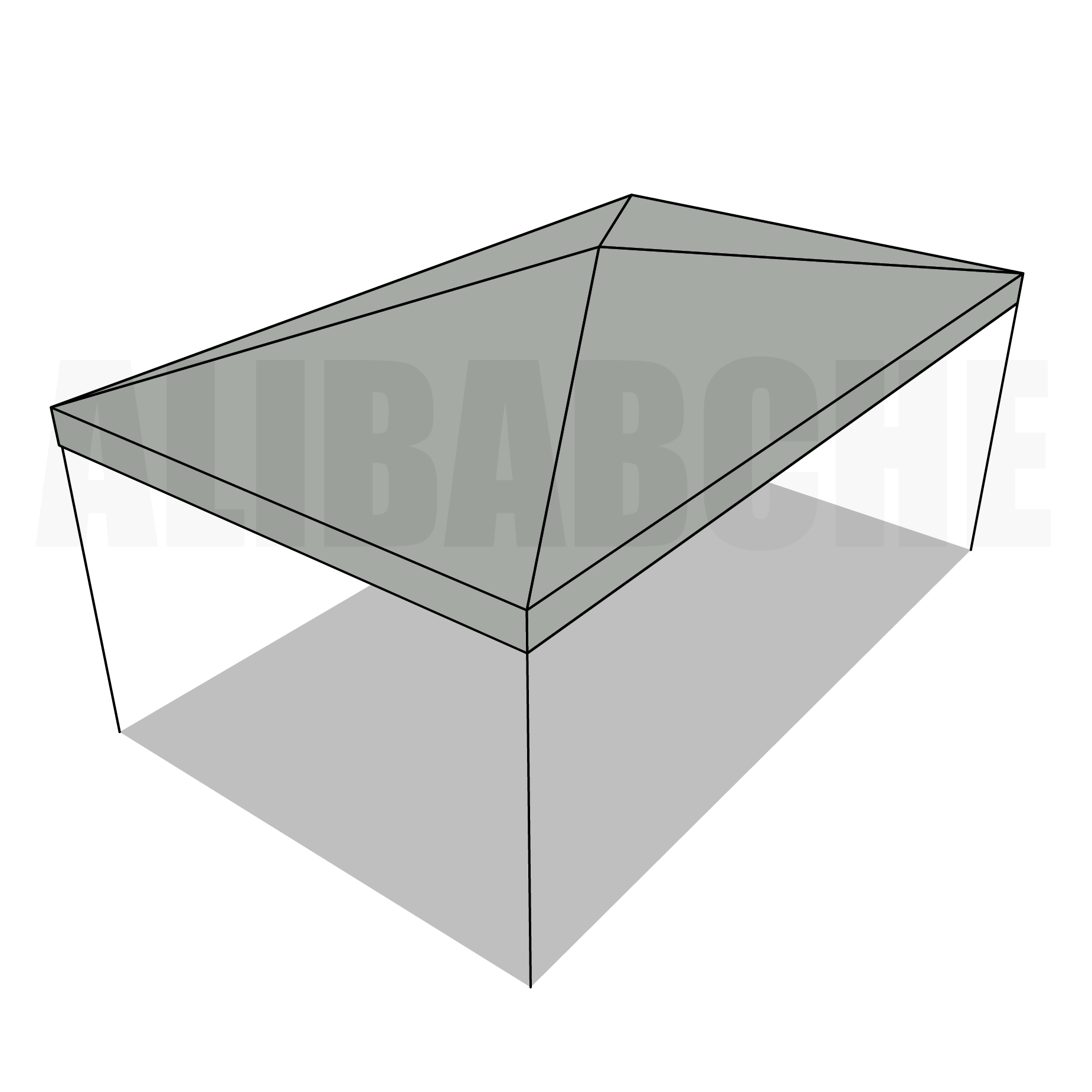 Bâche tonnelle rectangle 4 pentes sans faîtage en toile pvc protect ...