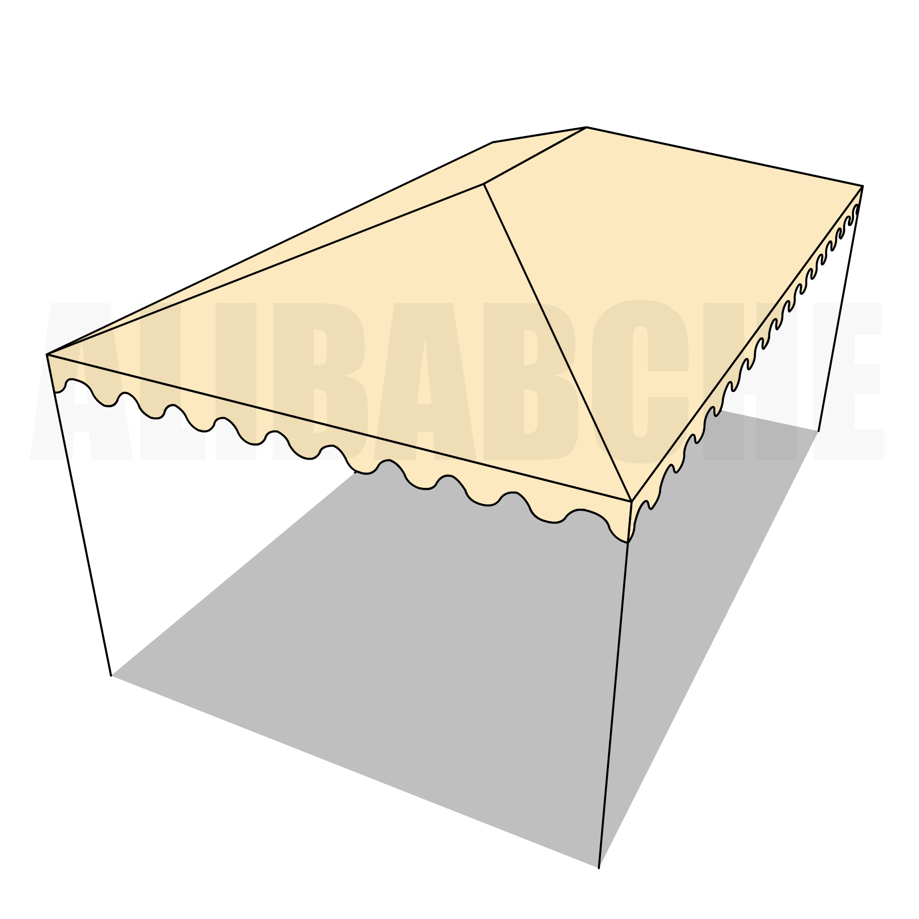 Bâche tonnelle rectangle 4 pentes avec faîtage en toile pvc protect ...