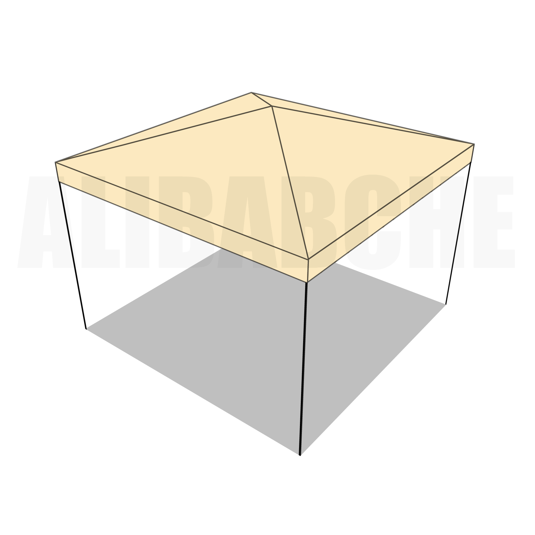 Bâche tonnelle carrée 4 pentes sans faîtage en toile pvc protect cover ...